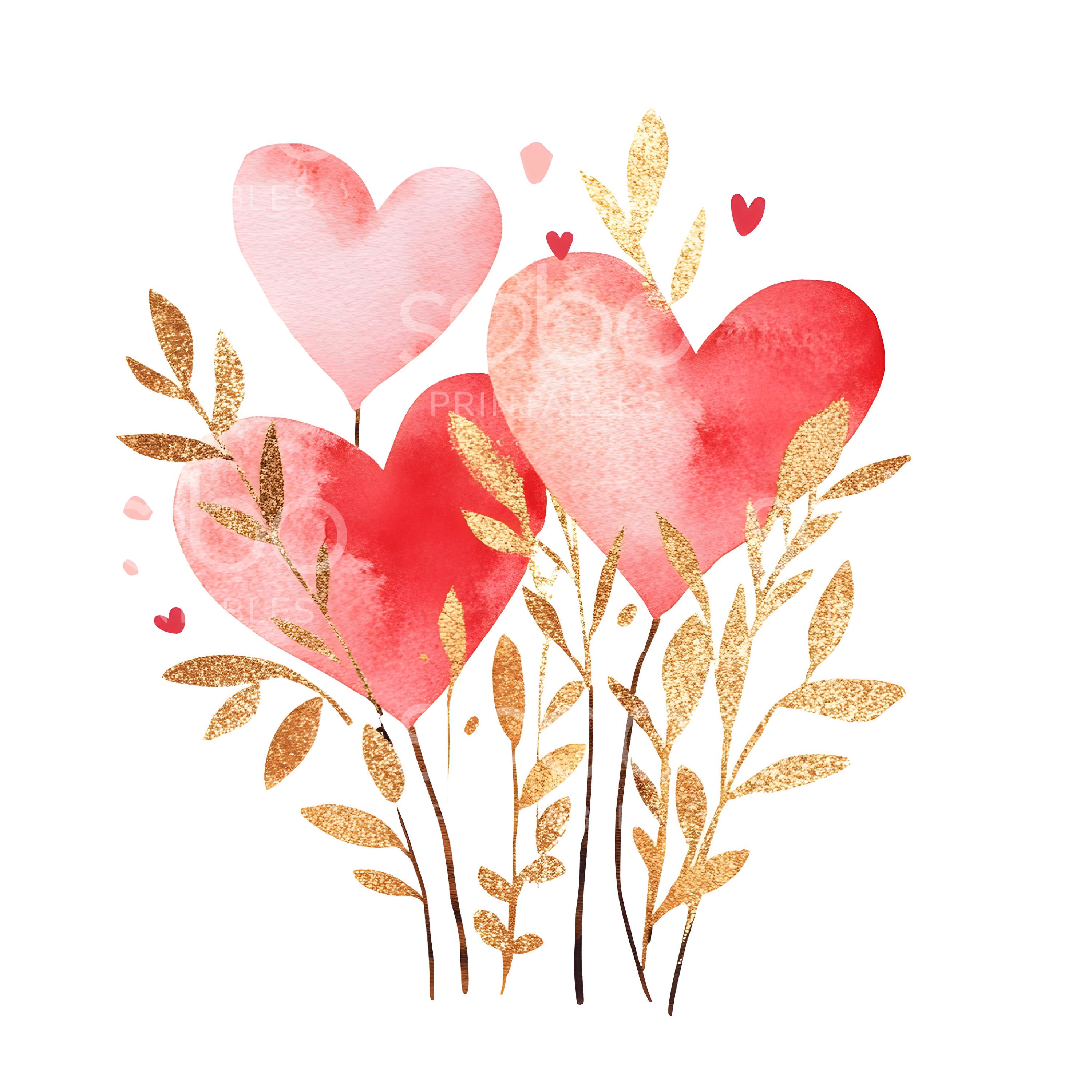 25 Valentine Day Hearts Clipart, Adorable Hearts, Valentine Printable ...