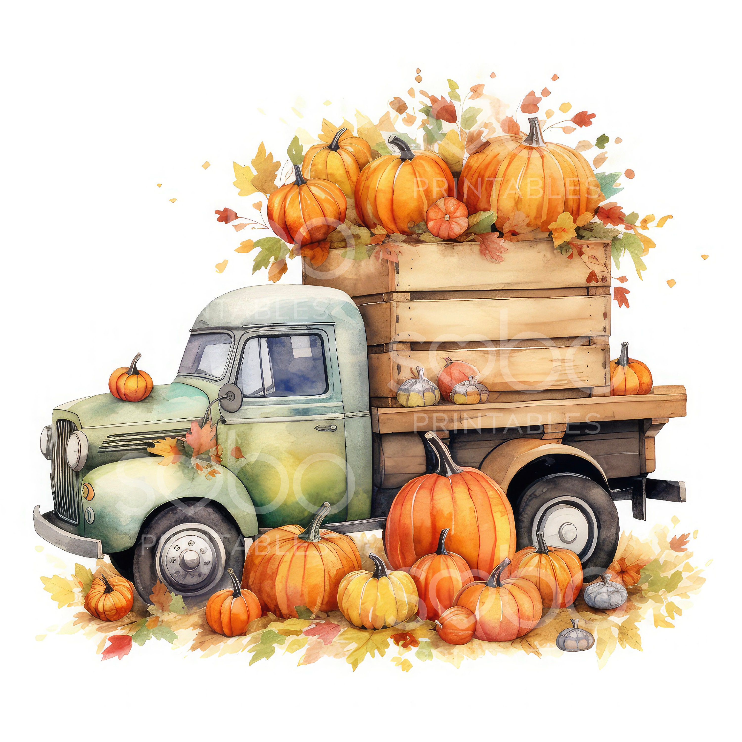 Harvest Trucks Clipart - 15 High Quality Jpgs, Digital Paper Craft ...
