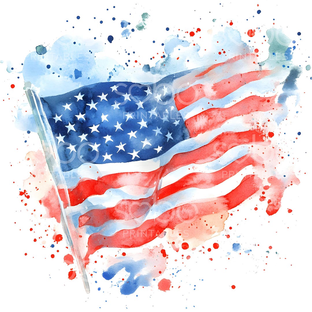 17 USA Flag Clipart, Watercolor USA Flag, America Flag Watercolor ...
