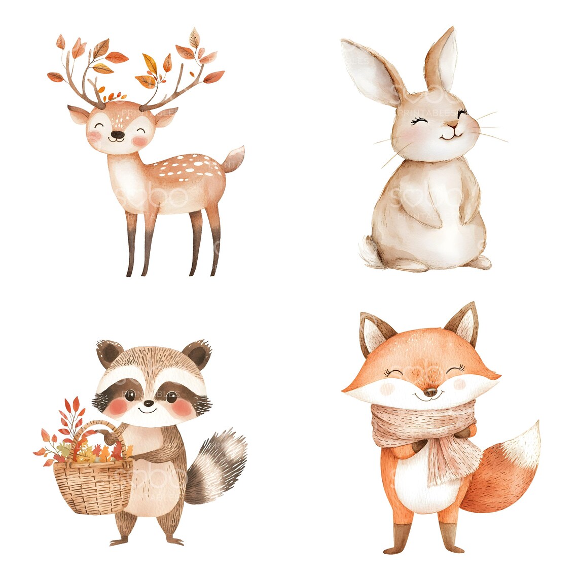 17 Autumn Woodland Animals Clipart, Nursery Art, Fall Animals Clipart ...