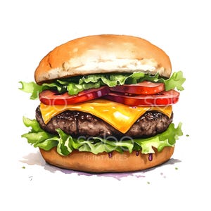 20 Tasty Burger Clipart, Fast Food Clipart, Hamburger, Printable ...
