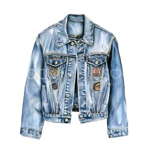 21 Denim Jacket Clipart, Cute Jeans Jacket, Jacket Watercolor Clipart ...