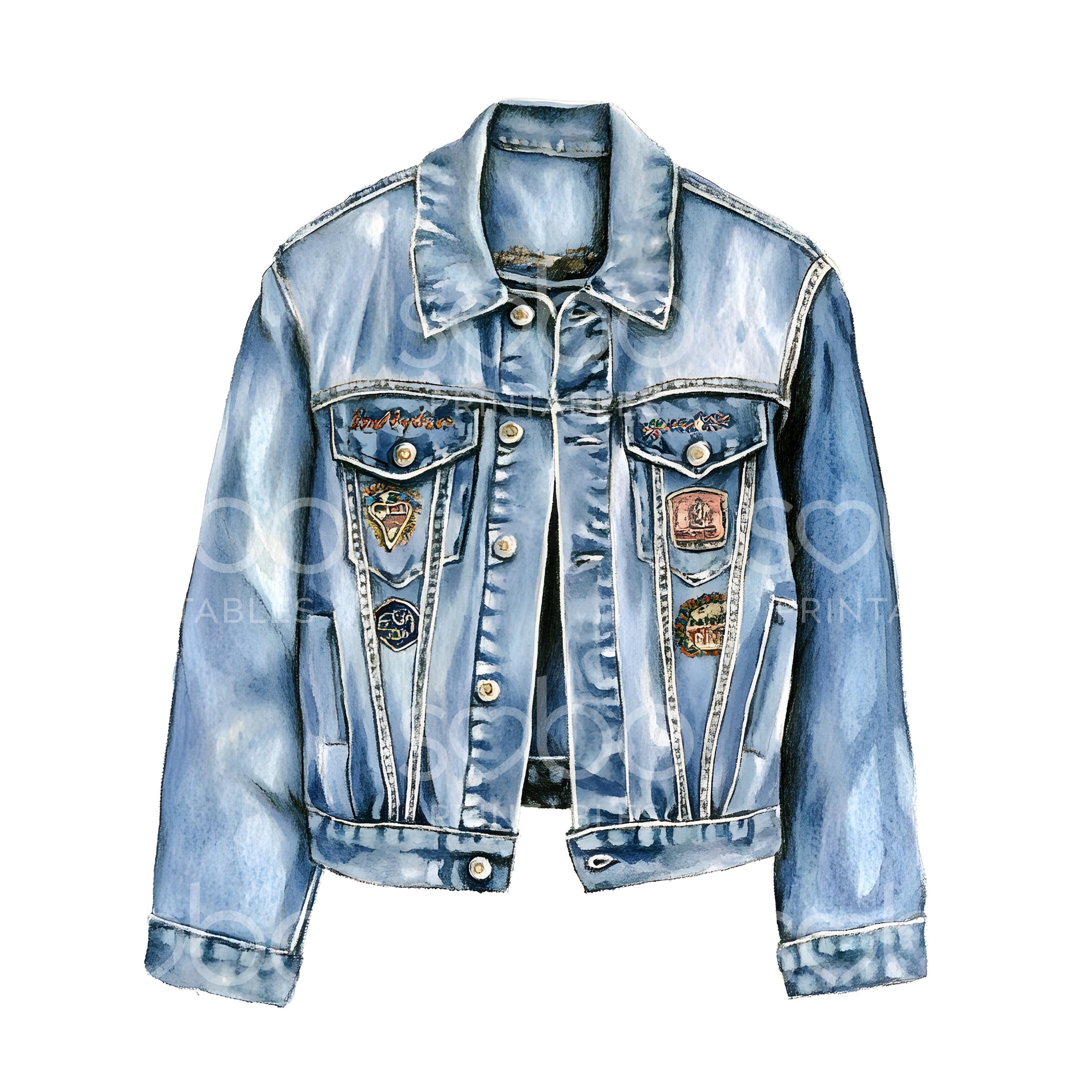 21 Denim Jacket Clipart, Cute Jeans Jacket, Jacket Watercolor Clipart ...