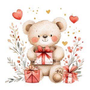 24 Valentine Teddy Clipart, Cute Teddy Bear Love Gift, Valentine ...