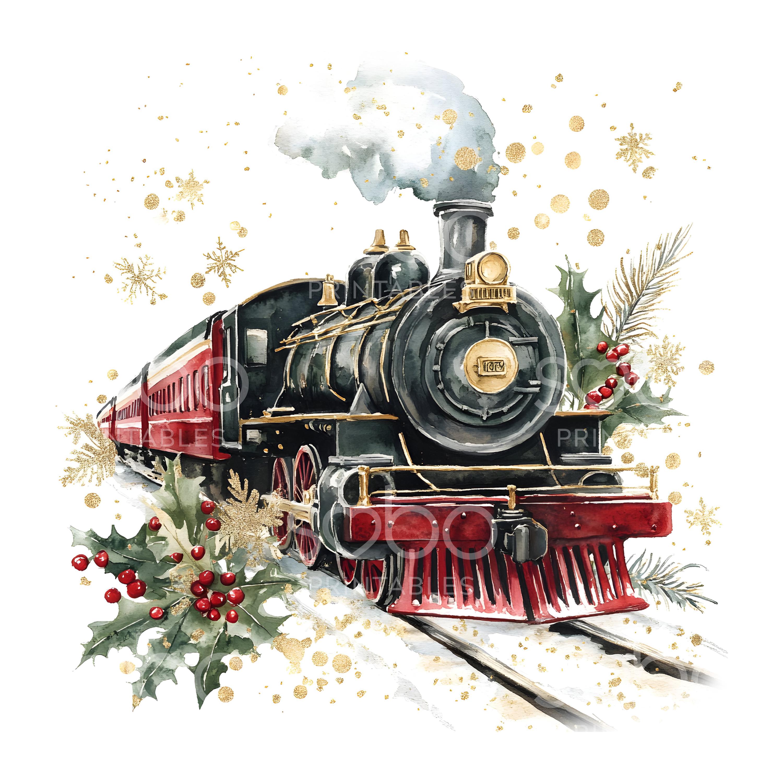 27 Xmas Polar Express Clipart, North Pole, Blue Train, Xmas Holiday ...
