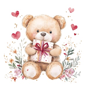 24 Valentine Teddy Clipart, Cute Teddy Bear Love Gift, Valentine ...