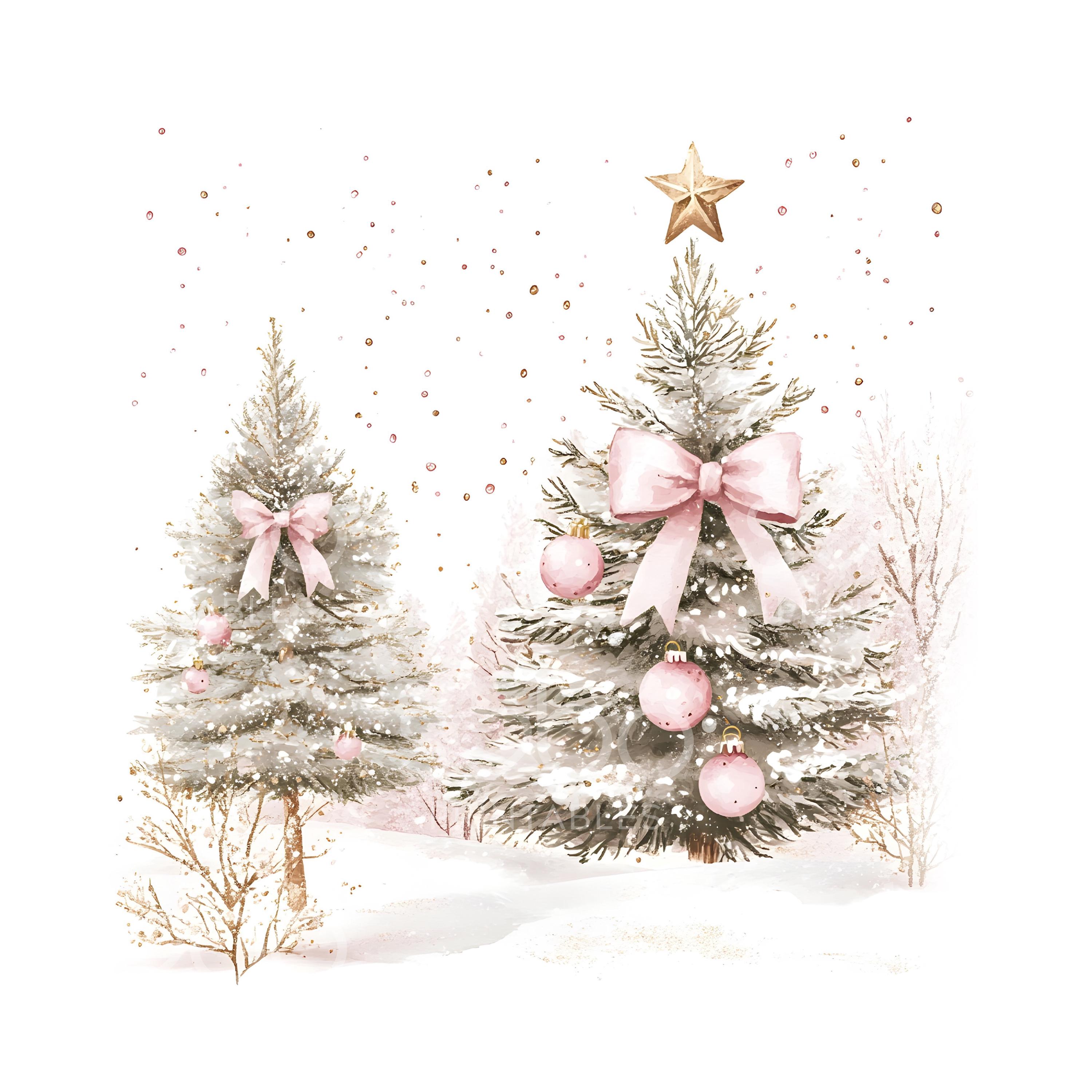 36 Girly Xmas Trees Bow Clipart, Pink Coquette Christmas Tree, Winter ...