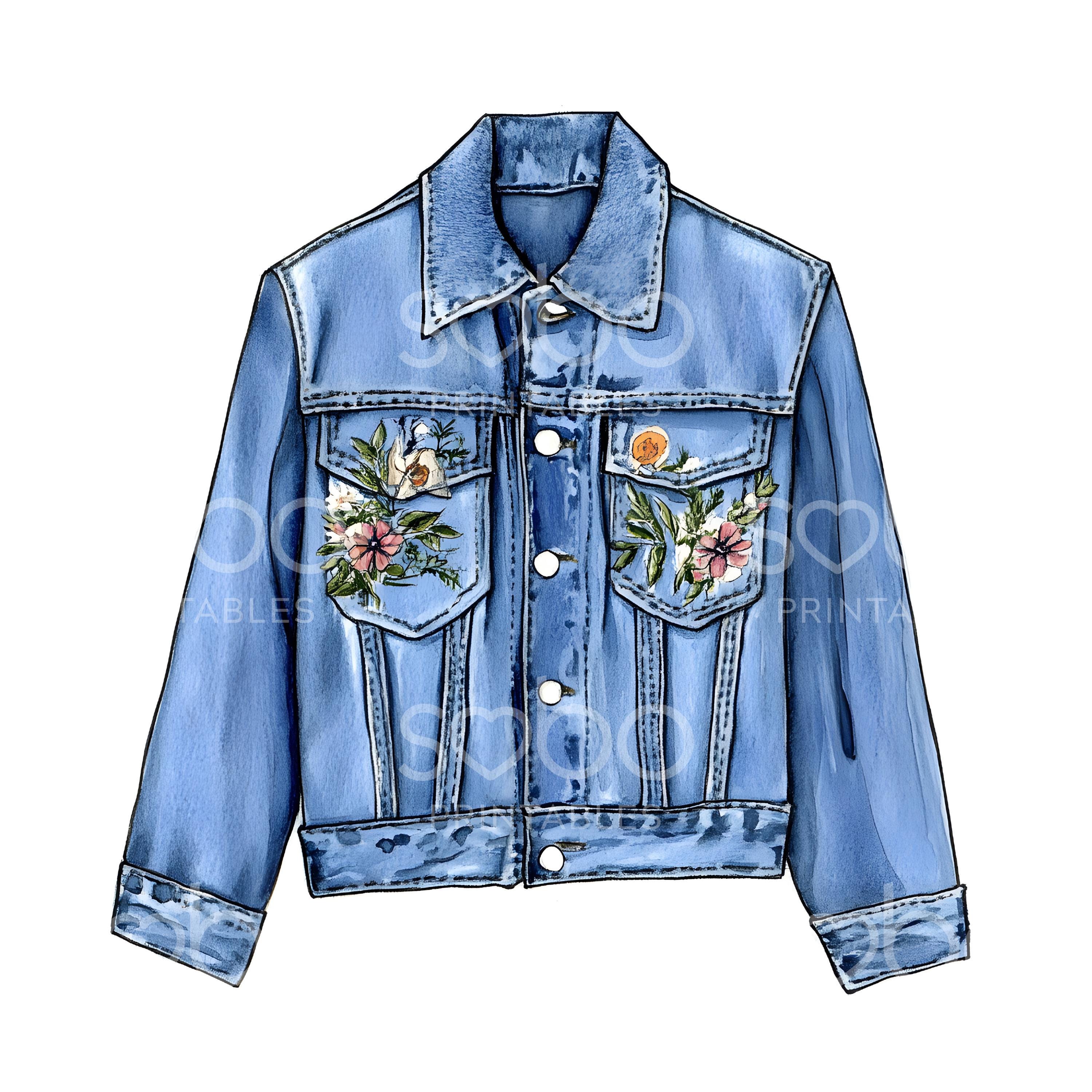 21 Denim Jacket Clipart, Cute Jeans Jacket, Jacket Watercolor Clipart ...