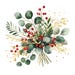 25 Christmas Leaves Bouquet Clipart, Festive Flowers, Christmas Card ...