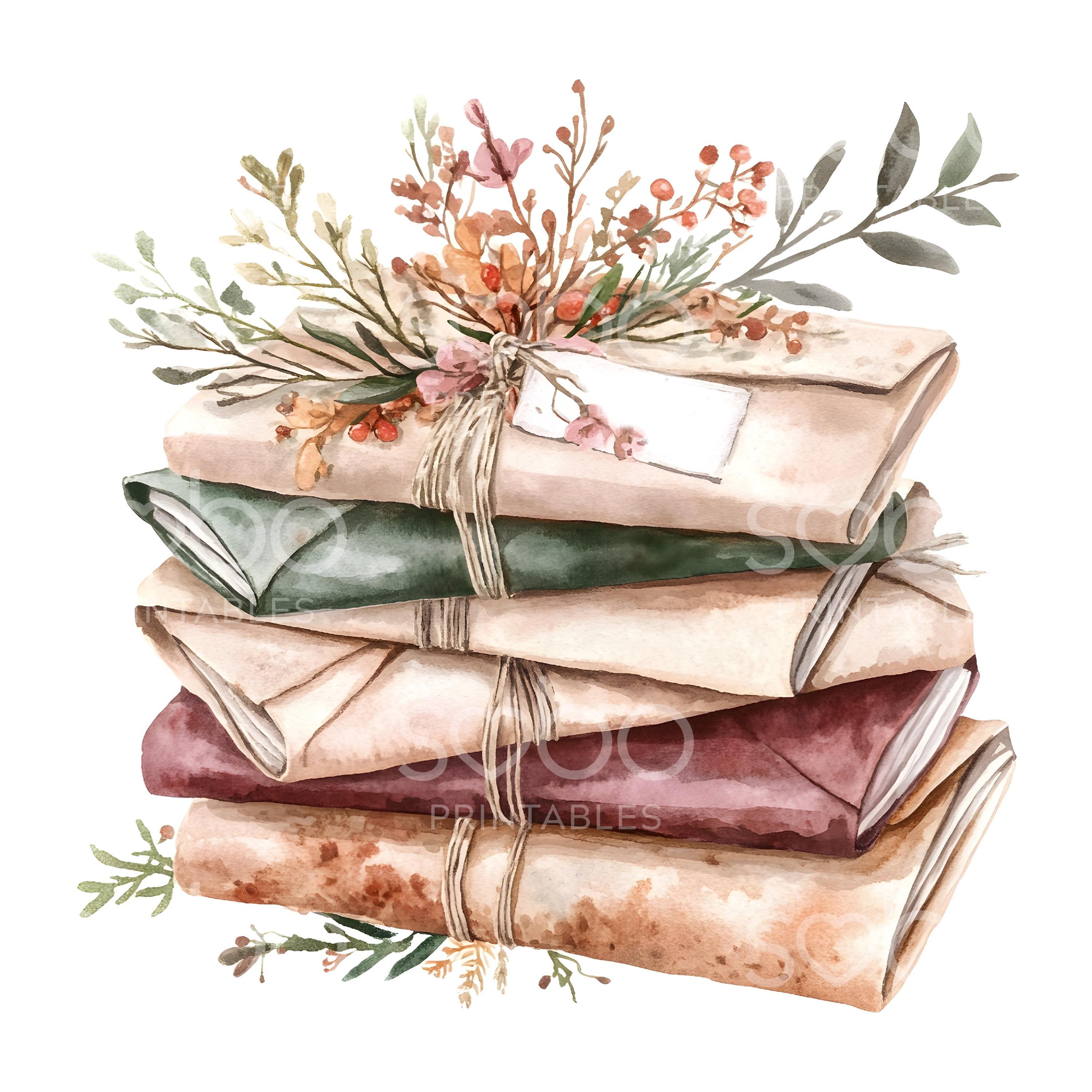20 Rustic Journal Stack Clipart, Vintage Envelopes, Printable ...