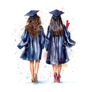 21 Girls Graduation Clipart Female Graduates Cap Gown Diploma