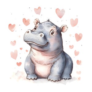 15 Pygmy Hippo Clipart, Cute Hippopotamus, Moo Deng Hippo, Bouncy Pygmy ...