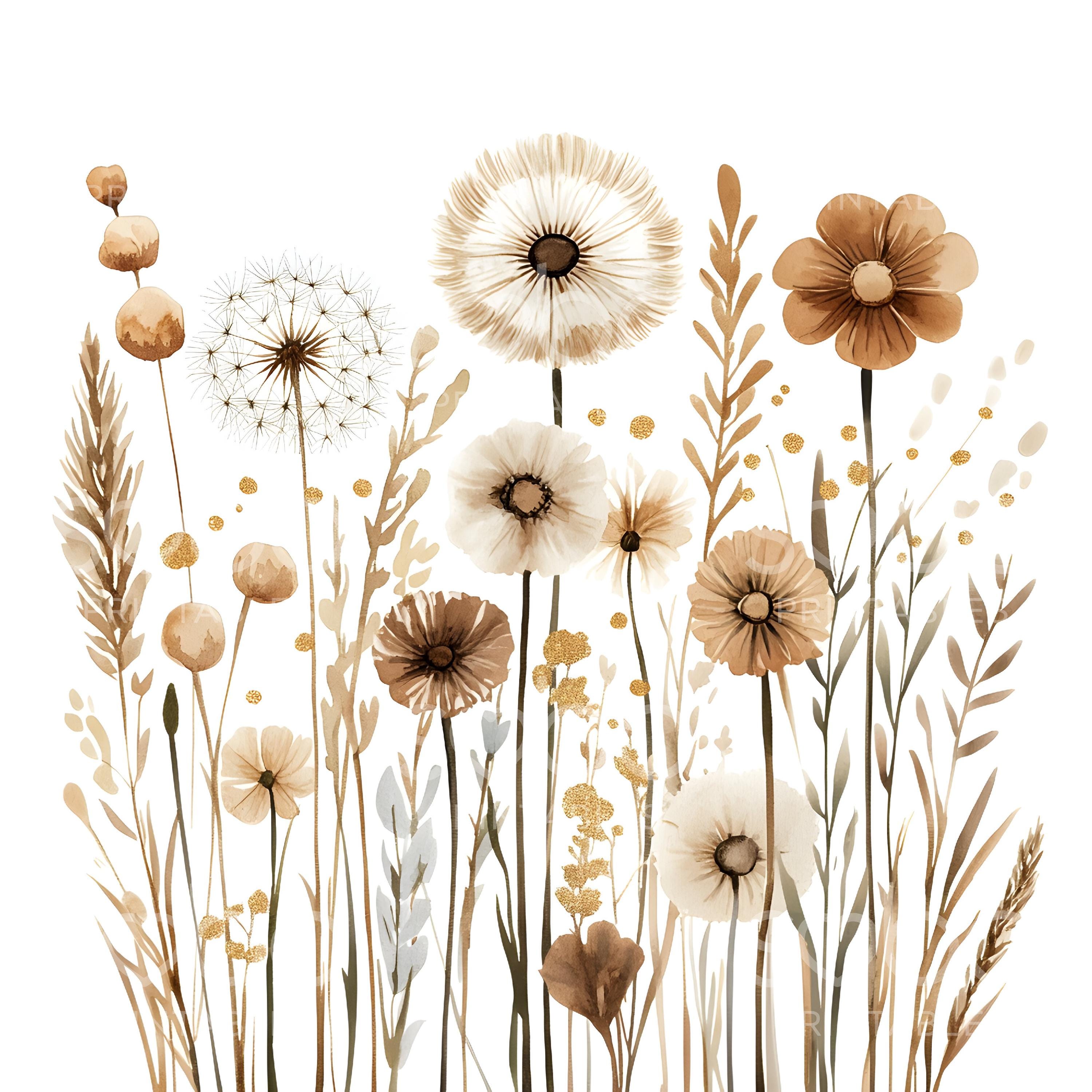 18 Boho Flowers Bouquet Clipart, Pampas, Dried Flowers Wall Art ...