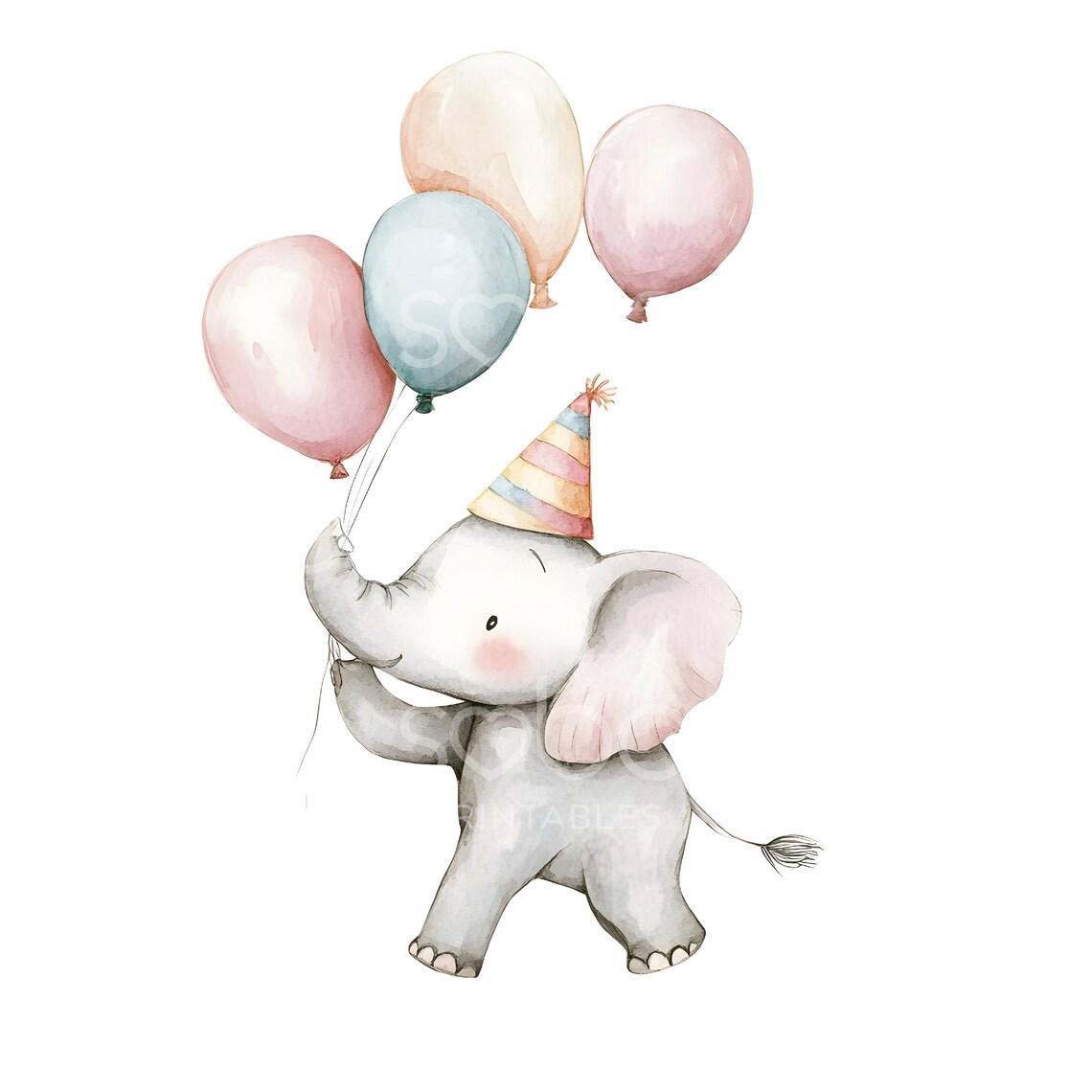 21 Baby Elephant Birthday Clipart, Cute Elephant, Baby Safari Animal ...