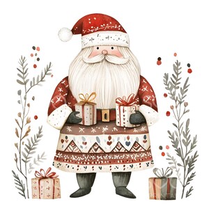 24 Scandinavian Folk Art Santa Clipart, Scandinavian Santa Claus ...