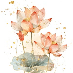 Pink Orange Lotus Clipart - 16 High Quality Jpgs, Pink Gold Flower ...