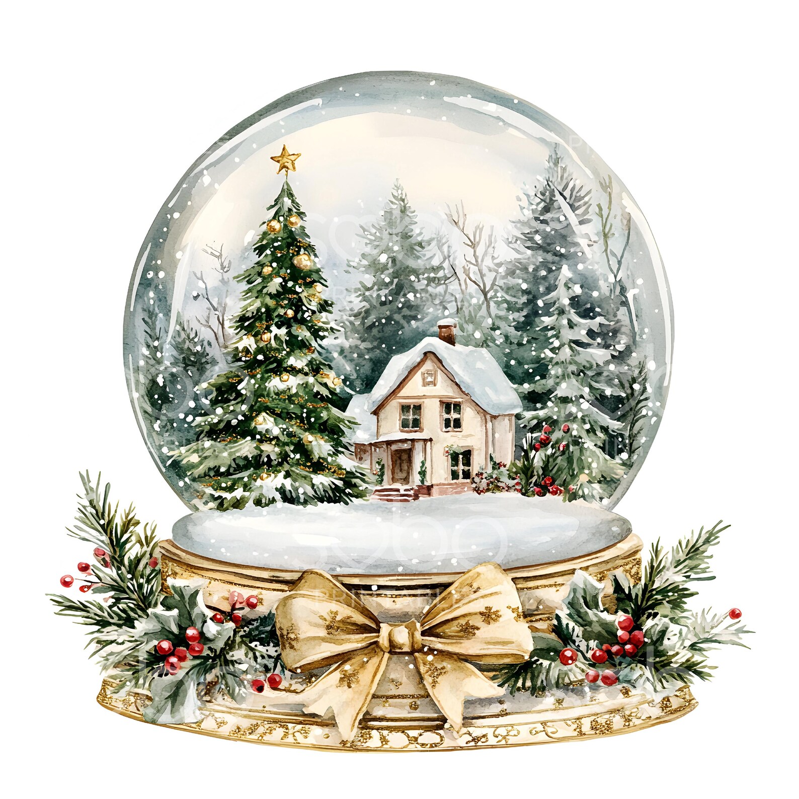 21 Christmas Snow Globe Clipart, Winter Festive Clipart, Printable ...