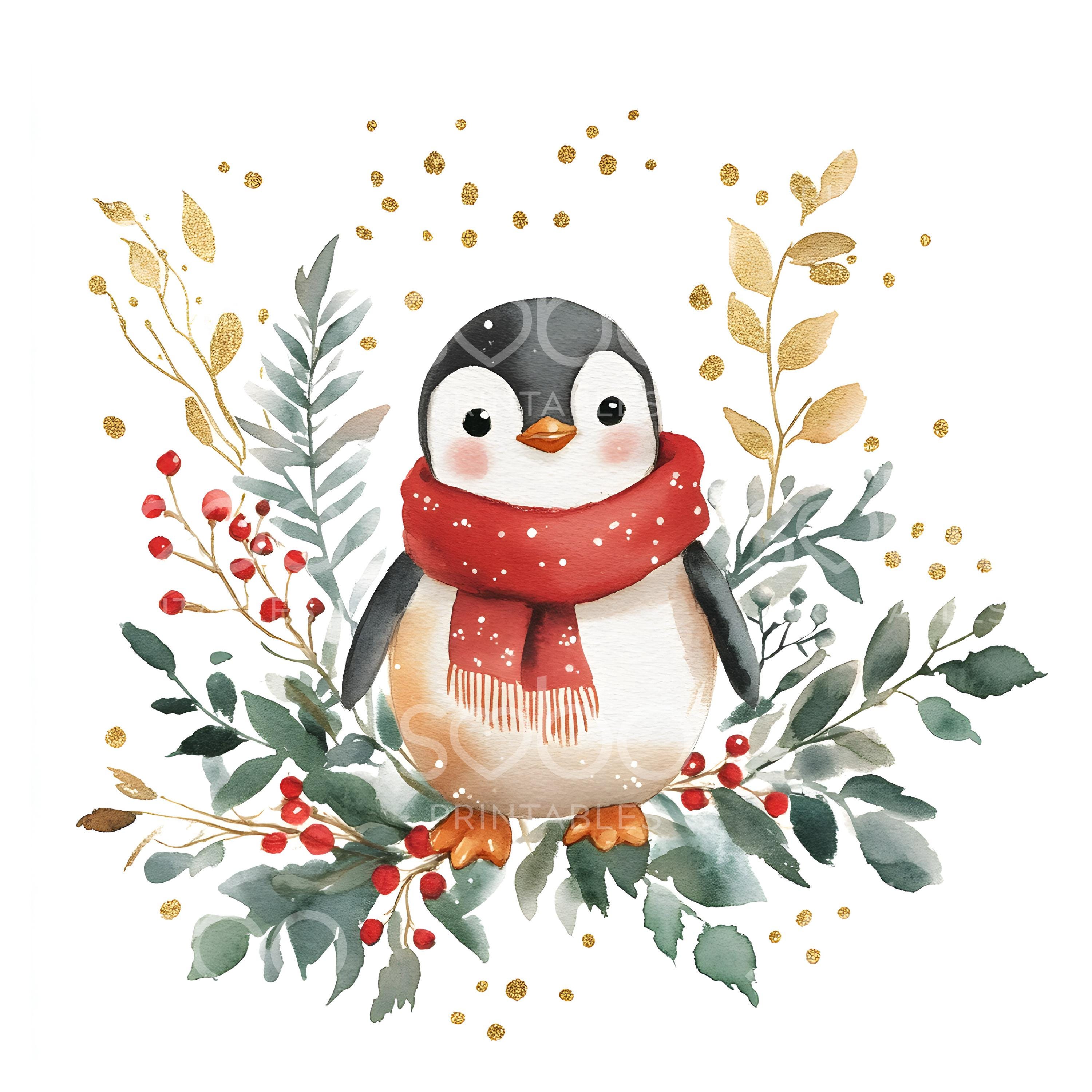 18 Christmas Penguin Clipart, Cute Penguin, Winter Artic Christmas Card ...