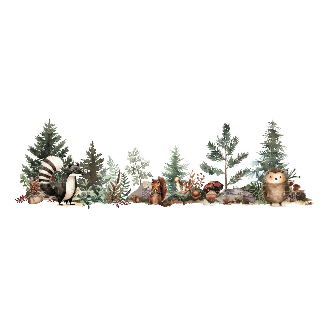 6 Whimsical Woodland Animals Clipart Border, Cute Forest Animals ...