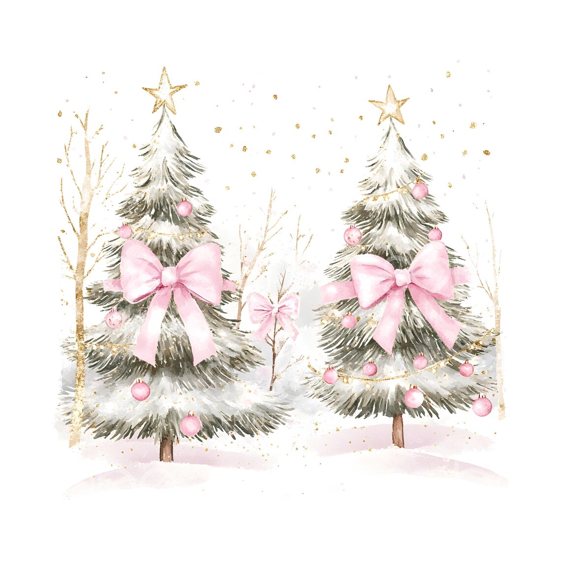 36 Girly Xmas Trees Bow Clipart, Pink Coquette Christmas Tree, Winter ...