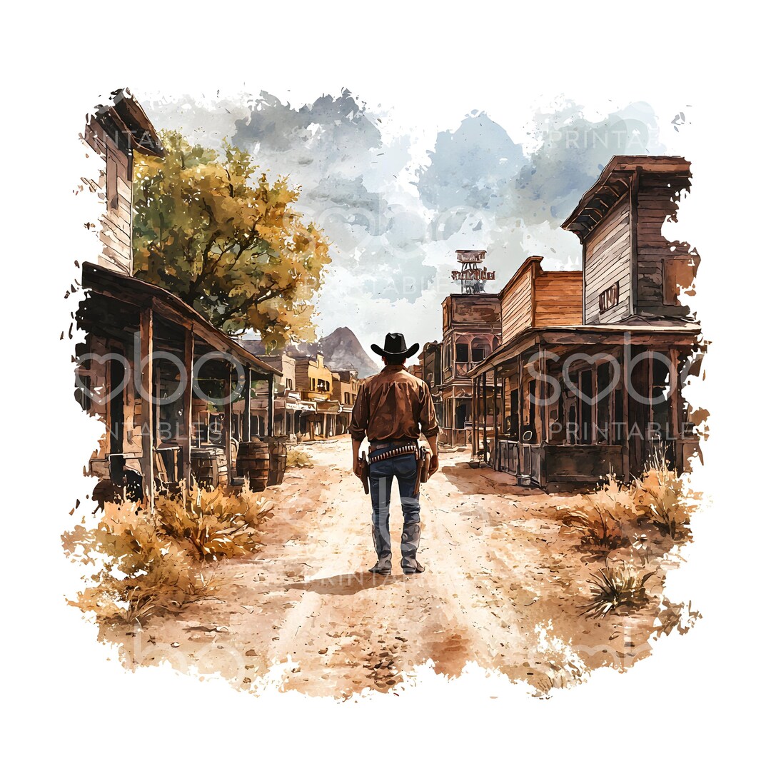 31 Wild West Cowboy Clipart, Cowboy on Horse, Printable Watercolor Art ...