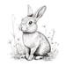 27 Black Ink Bunny Clipart, Line Art Clipart, Easter Card, Rabbit ...