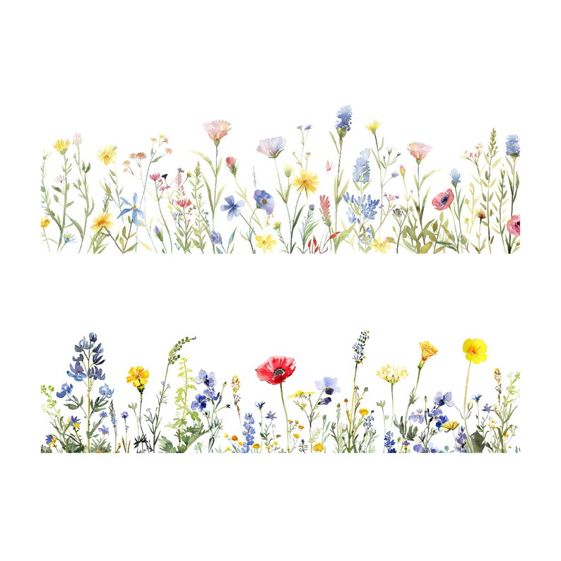 22 Wildflower Borders Clipart, Wildflowers Border Clipart, Digital ...