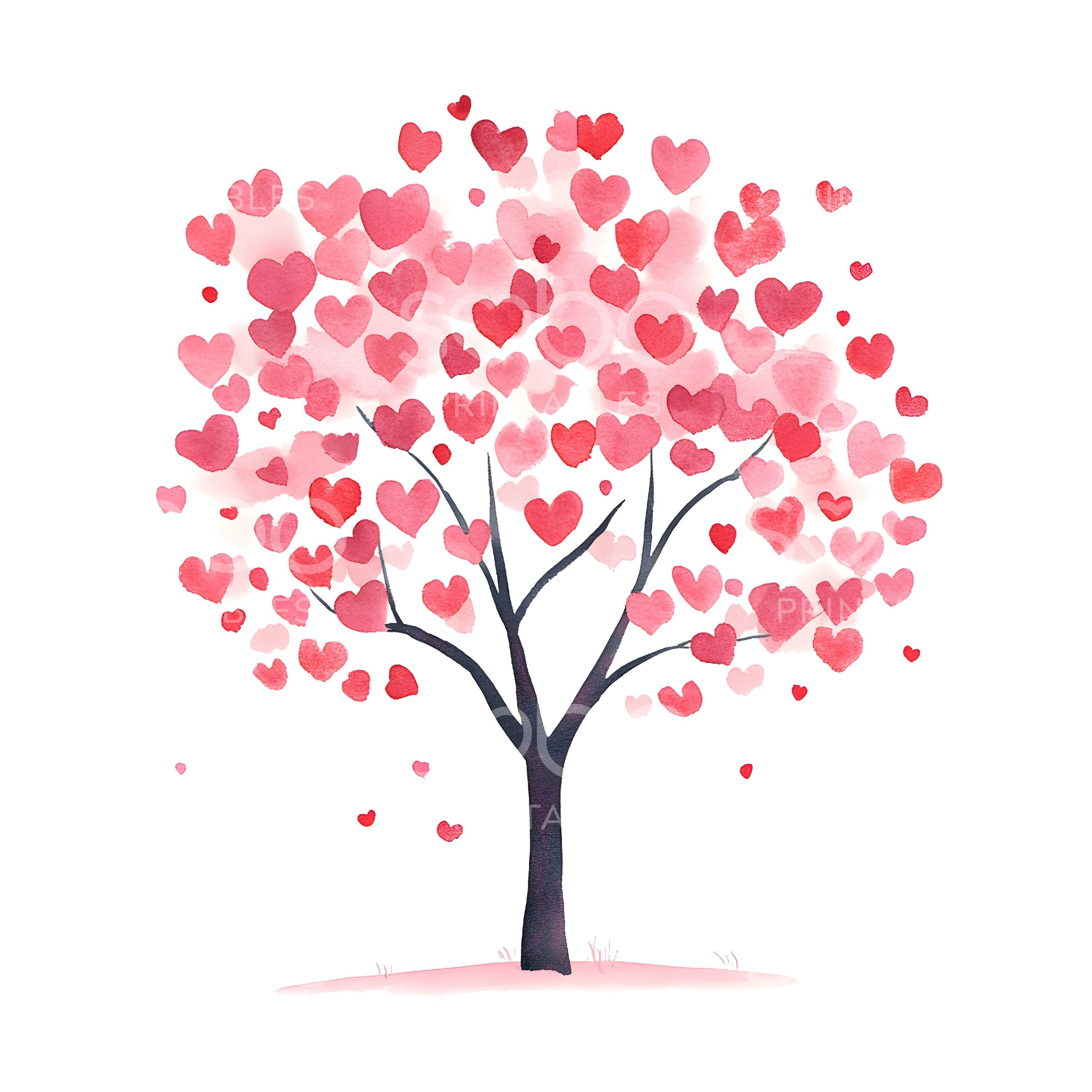20 Valentine Day Heart Tree Clipart, Love Hearts Tree, Valentine ...