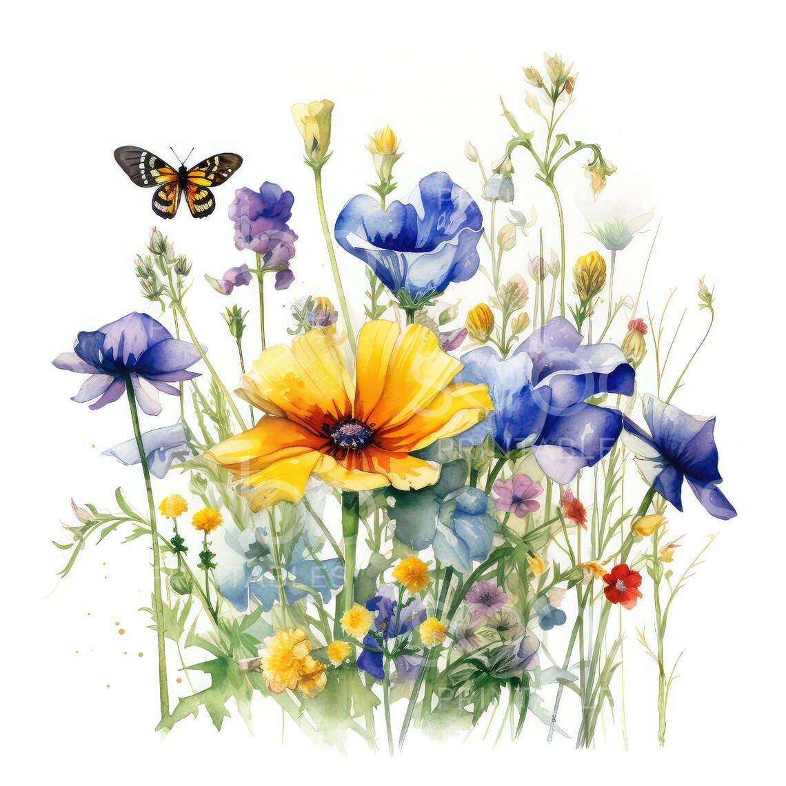 Summer Wildflowers Clipart 12 High Quality Jpgs, Digital Download, Junk ...