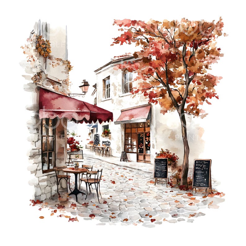 19 Autumn Stone Street Clipart, Autumn Street, Autumn Wall Art ...