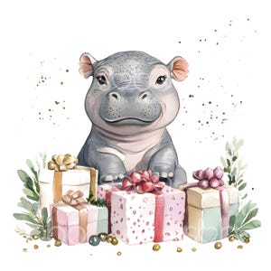 15 Pygmy Hippo Clipart, Cute Hippopotamus, Moo Deng Hippo, Bouncy Pygmy ...