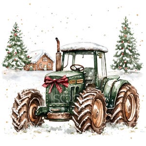 15 Christmas Farm Tractor Clipart, Christmas Clipart, Printable ...