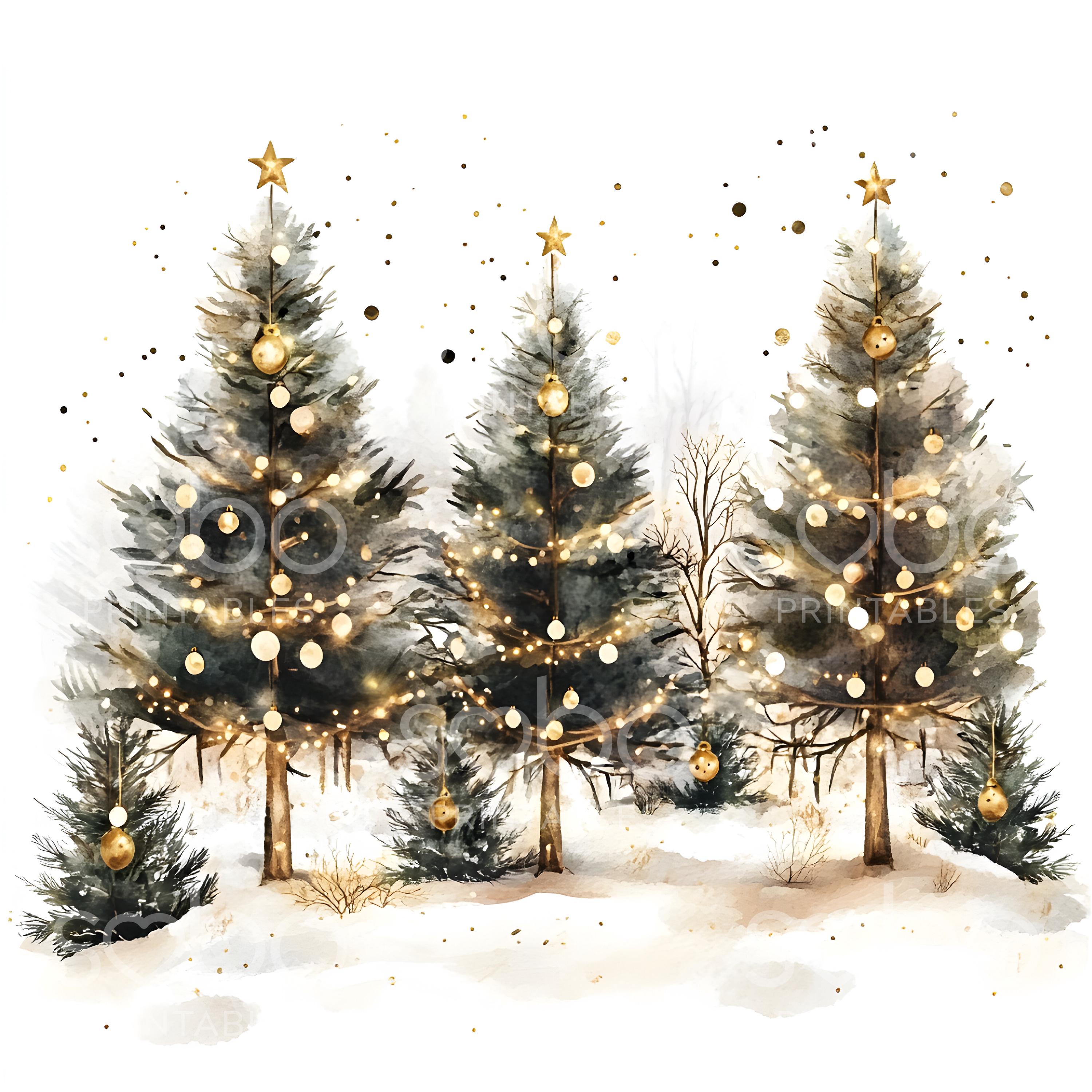 26 Christmas Trees Clipart, Winter Festive Clipart, Printable ...