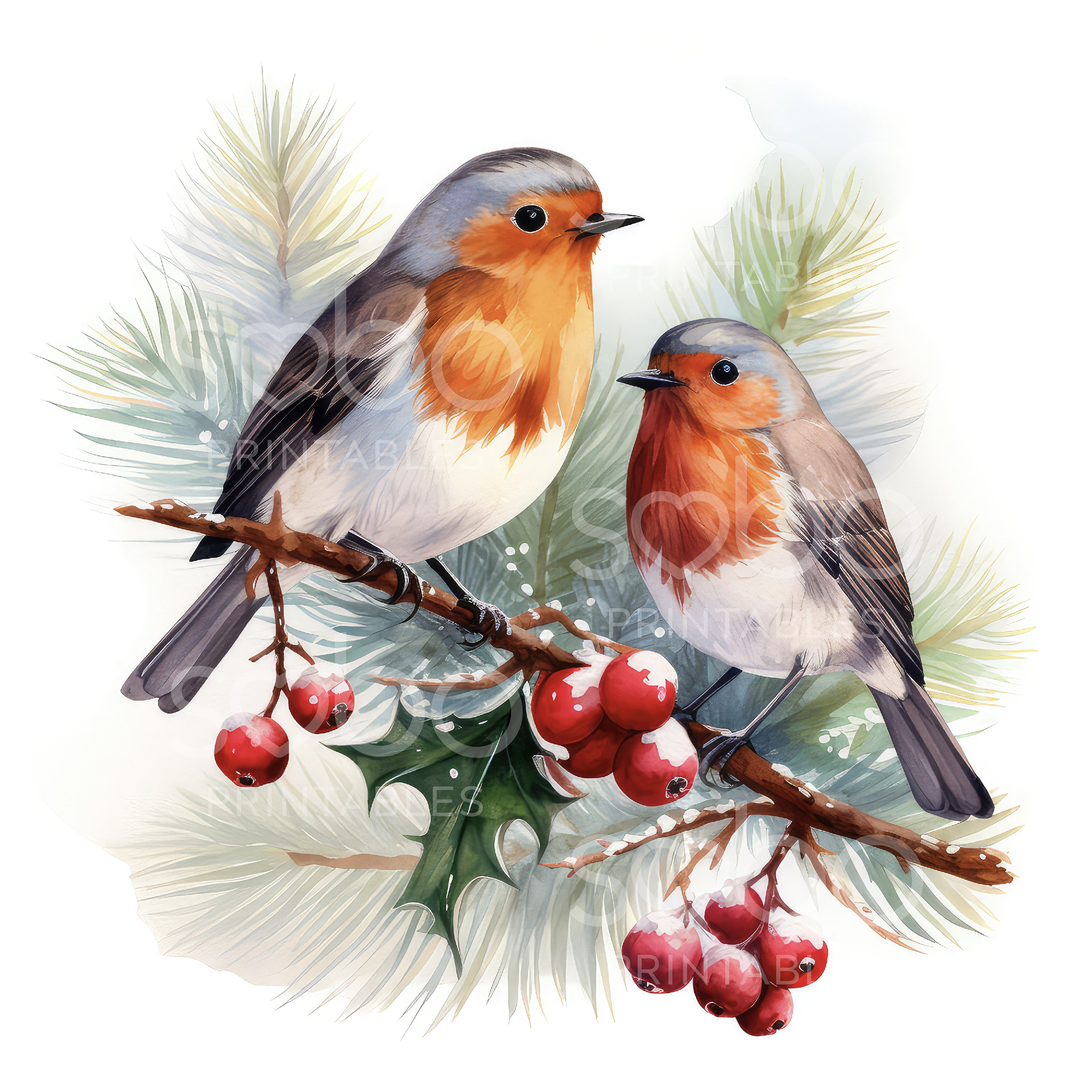 Christmas Robin Clipart 10 High Quality Jpgs, Digital Planner, Junk ...