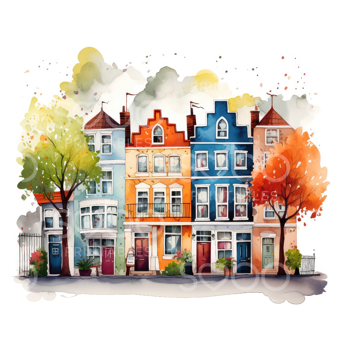 Quirky Houses Clipart 12 High Quality Jpgs, Digital Download, Junk ...