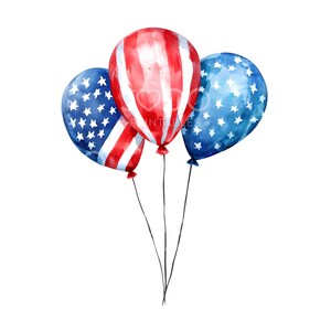 21 Patriotic Balloons Clipart, USA Party Invite Art, 4th of July ...