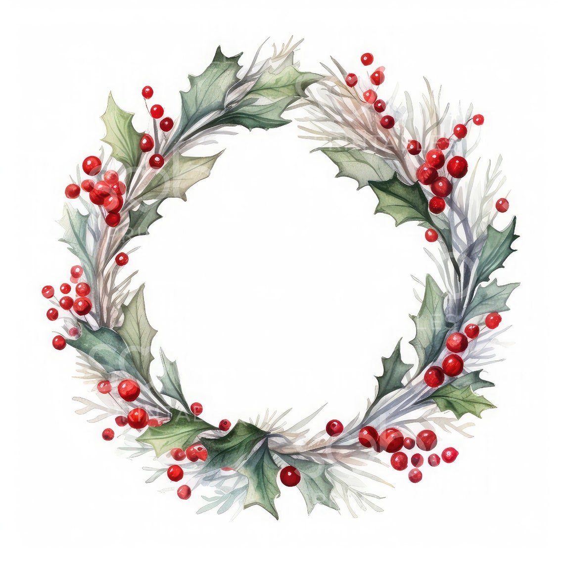 Christmas Wreaths Clipart 10 High Quality Jpgs, Digital Download, Card ...