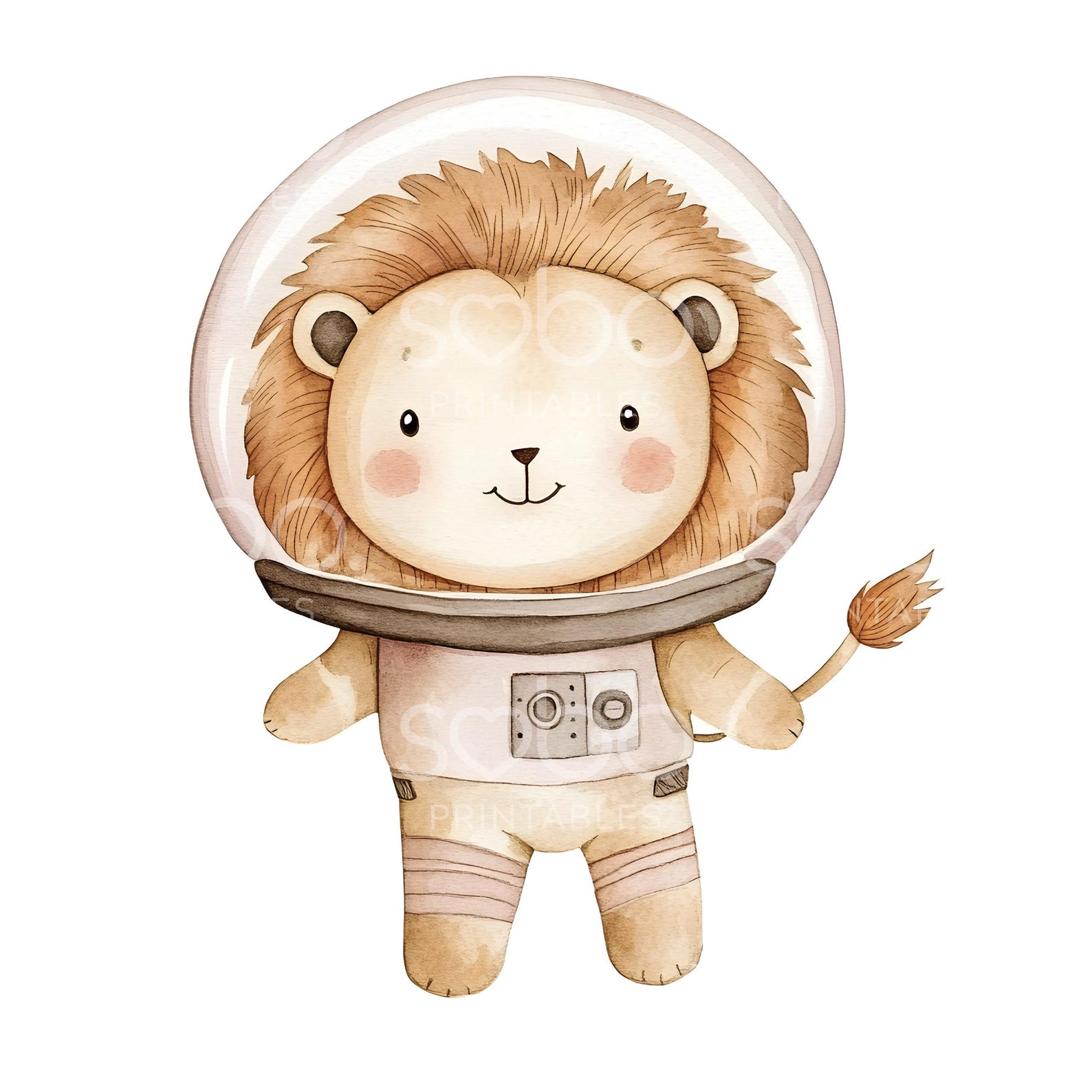 15 Cute Safari Astronaut Clipart, Lion, Giraffe, Nursery Art, Safari ...