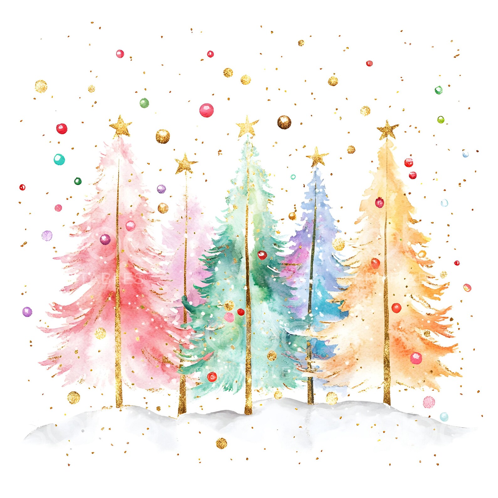 20 Rainbow Christmas Trees Clipart, Colourful Winter Festive, Printable ...
