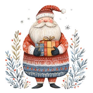 24 Scandinavian Folk Art Santa Clipart, Scandinavian Santa Claus ...