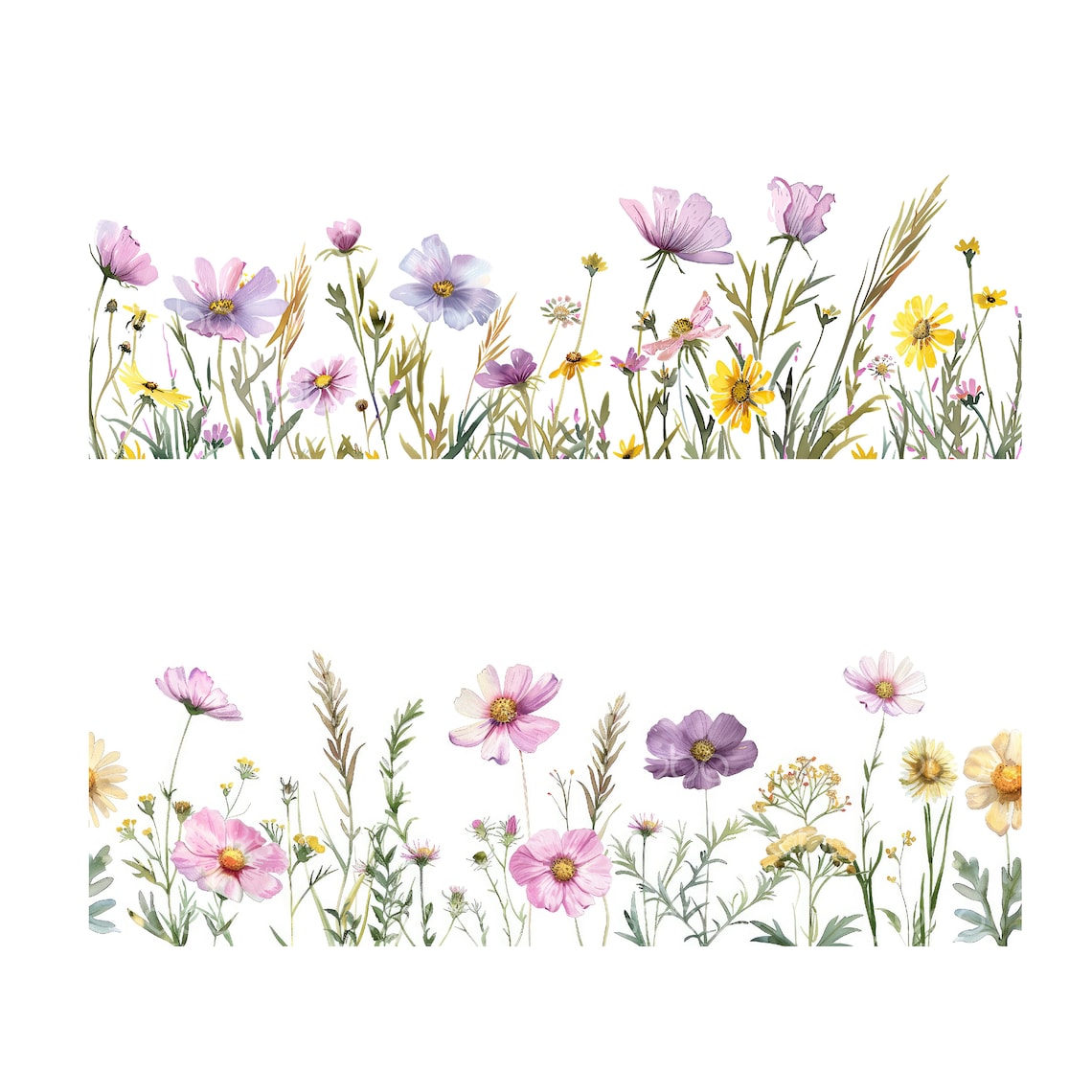 17 Summer Borders Clipart Border, Wildflowers Border Clipart, Digital ...