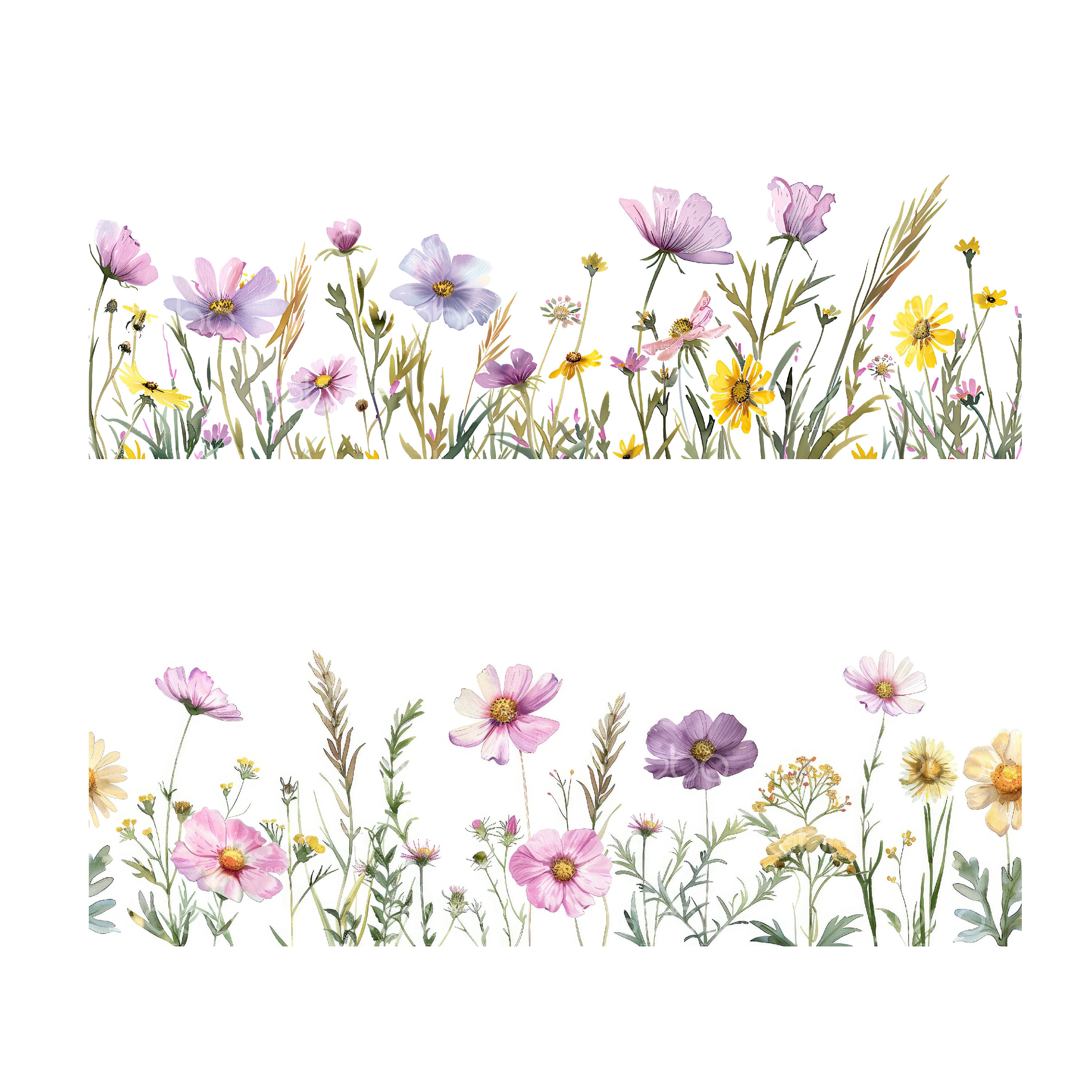 17 Summer Borders Clipart Border, Wildflowers Border Clipart, Digital ...