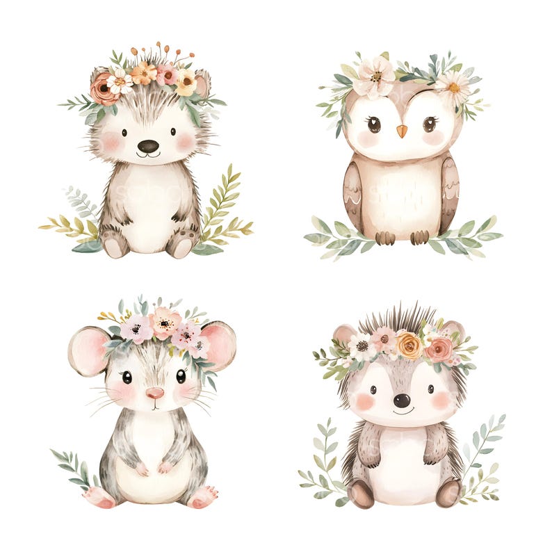 12 Boho Forest Animals Clipart, Nursery Art, Boho Woodland Animals ...