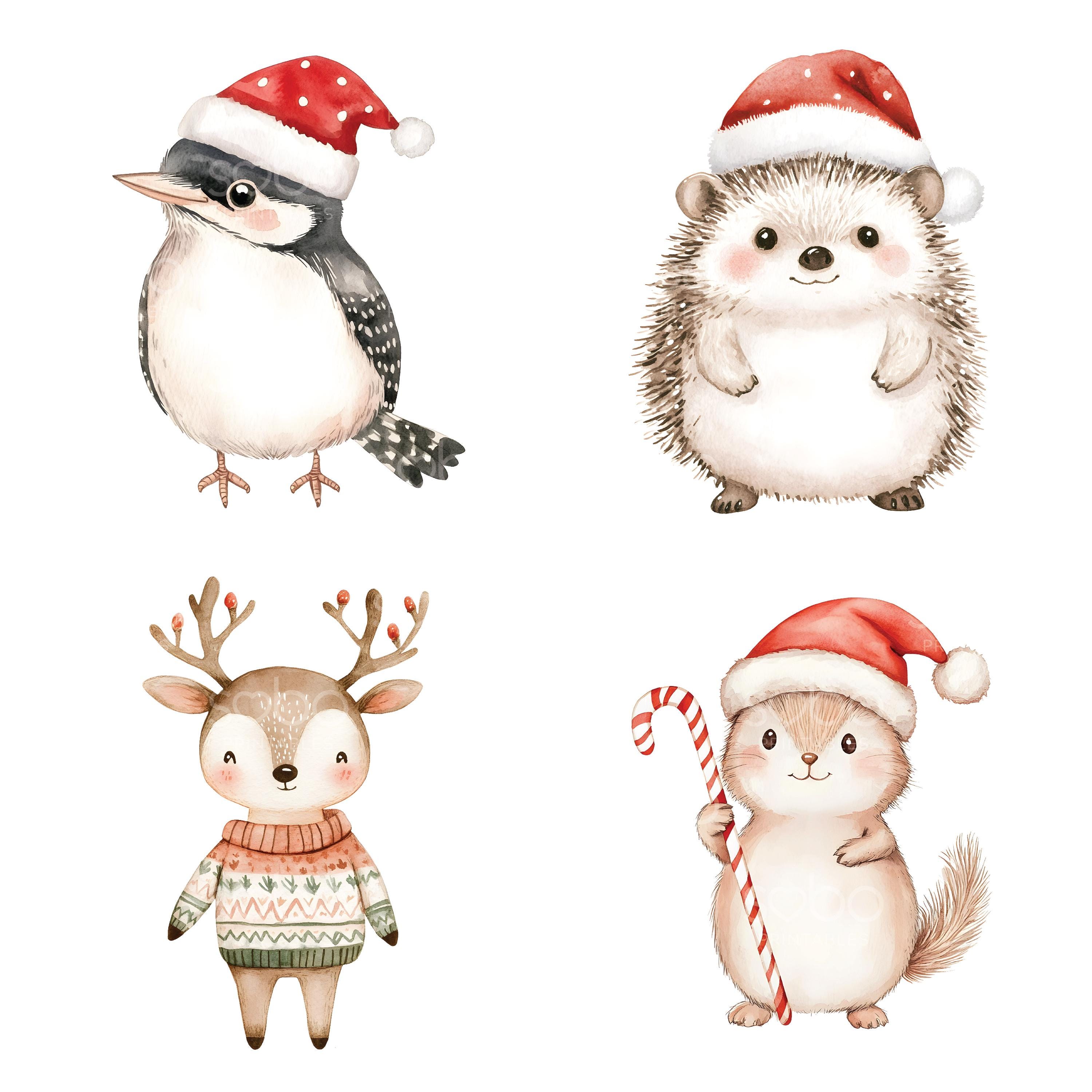 20 Christmas Woodland Animals Clipart, Bear, Fox, Deer, Cute Woodland ...