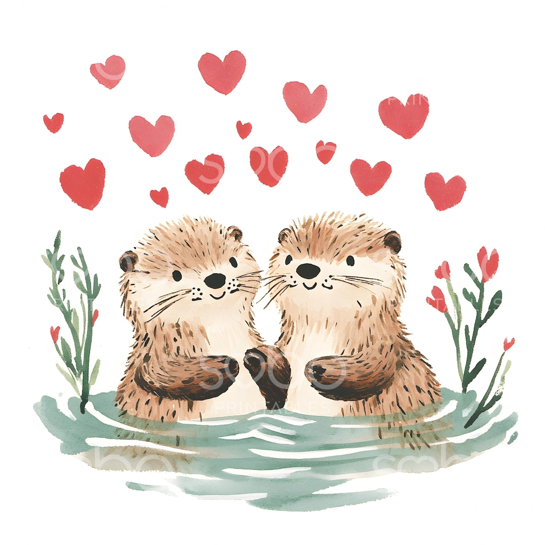 21 Cute Otters Hearts Clipart, Otter Couple Sea Otter, Valentine ...