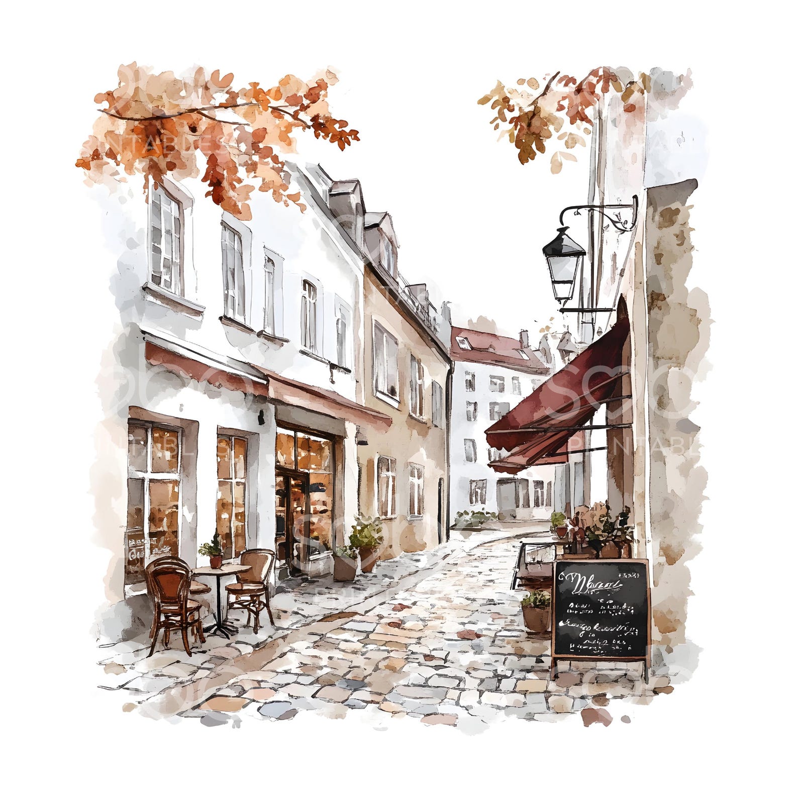 19 Autumn Stone Street Clipart, Autumn Street, Autumn Wall Art ...