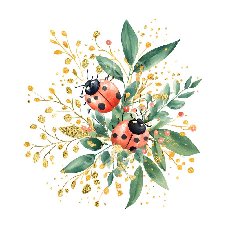 22 Floral Lady Bug Clipart, Cute Lady Bug, Spring Art, High Quality ...