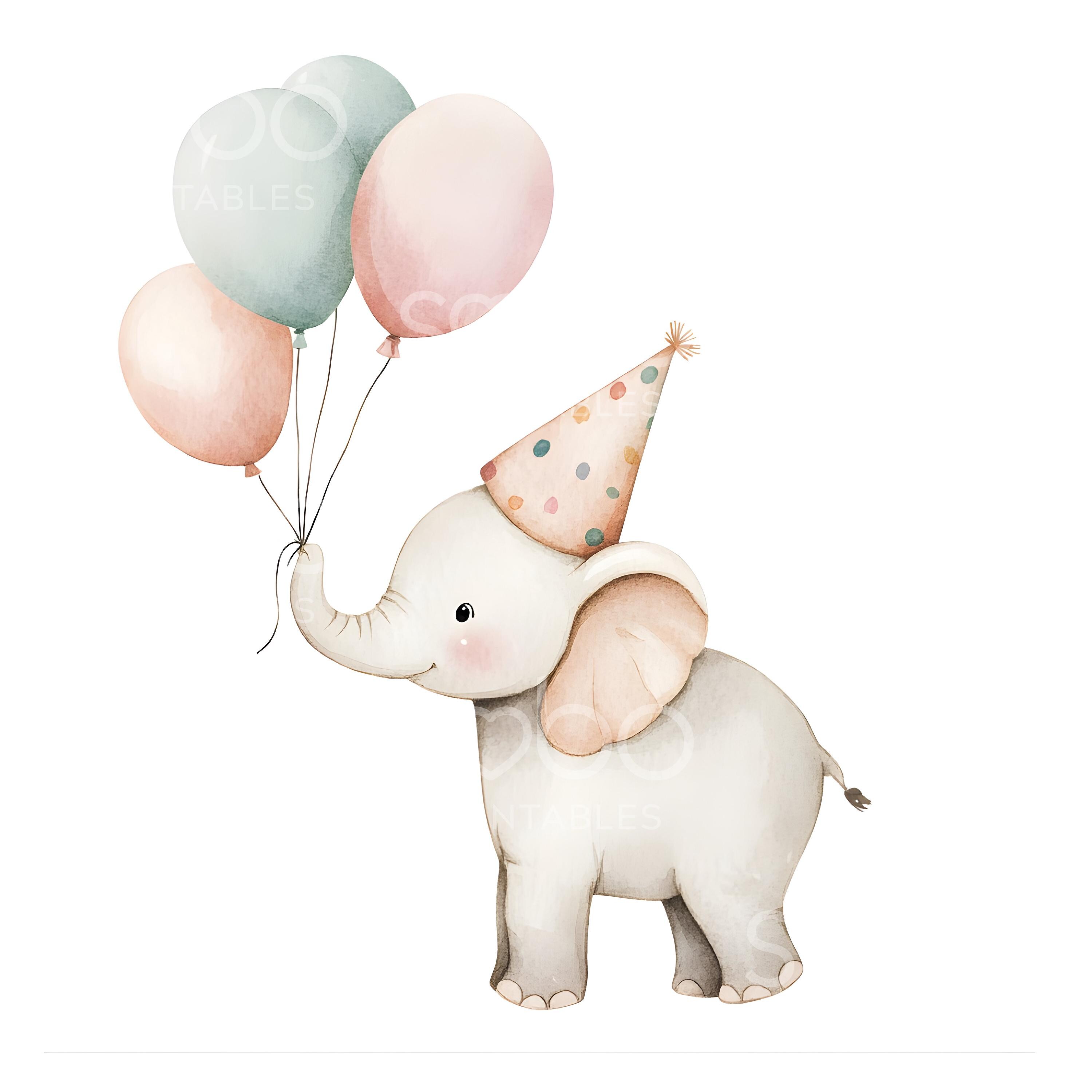 21 Baby Elephant Birthday Clipart, Cute Elephant, Baby Safari Animal ...