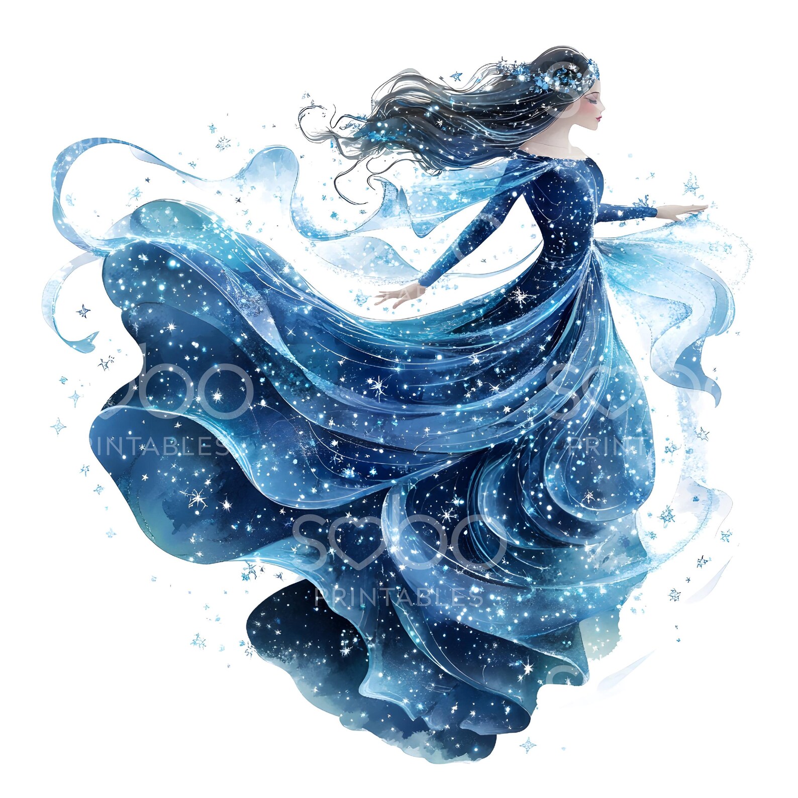 30 Celestial Fairy Clipart, Blue Fairies, Magic Galaxy Fairy, Enchanted ...