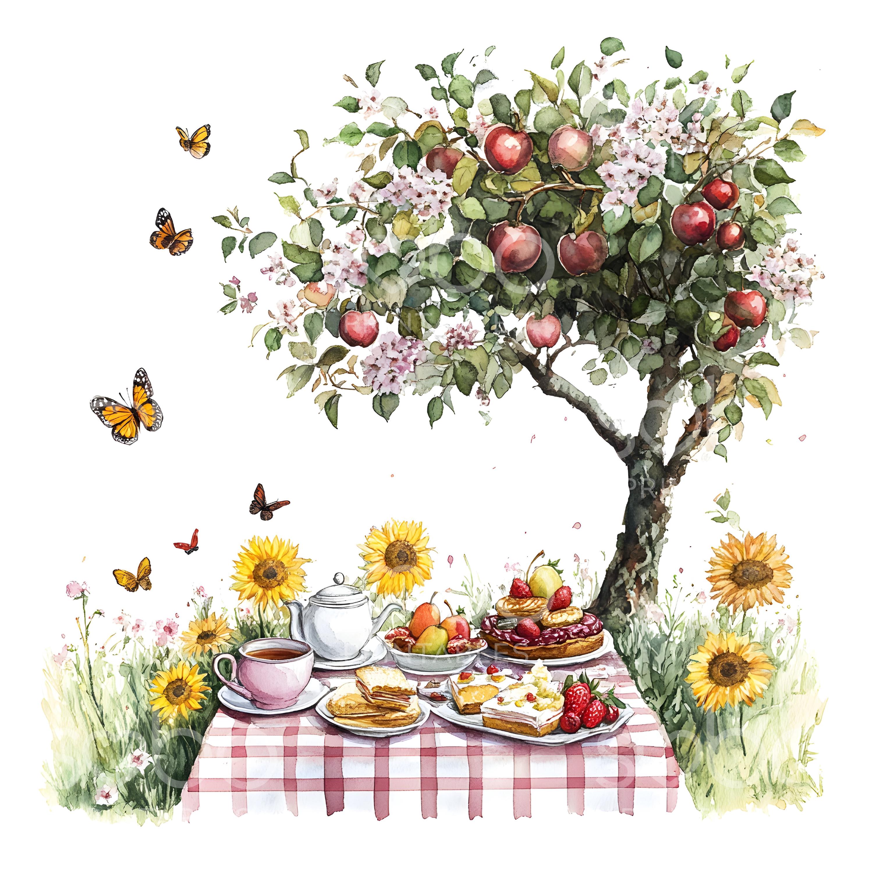 19 Summer Tea Party Clipart, Picnic Clipart, Watercolor Clipart, High ...